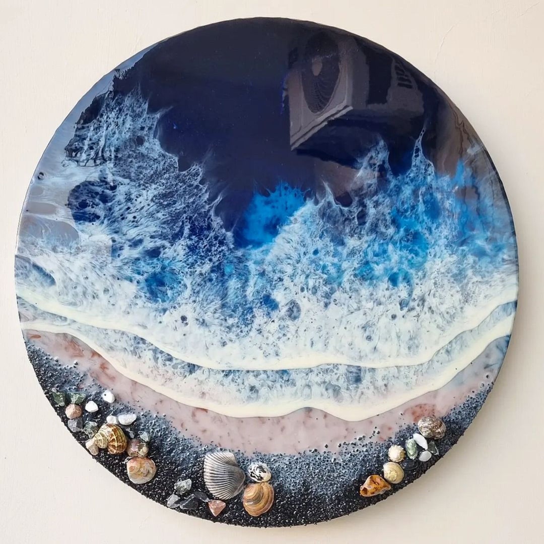 Resin Ocean Coffee Table Seashells Table Top for Beach House Decor ...