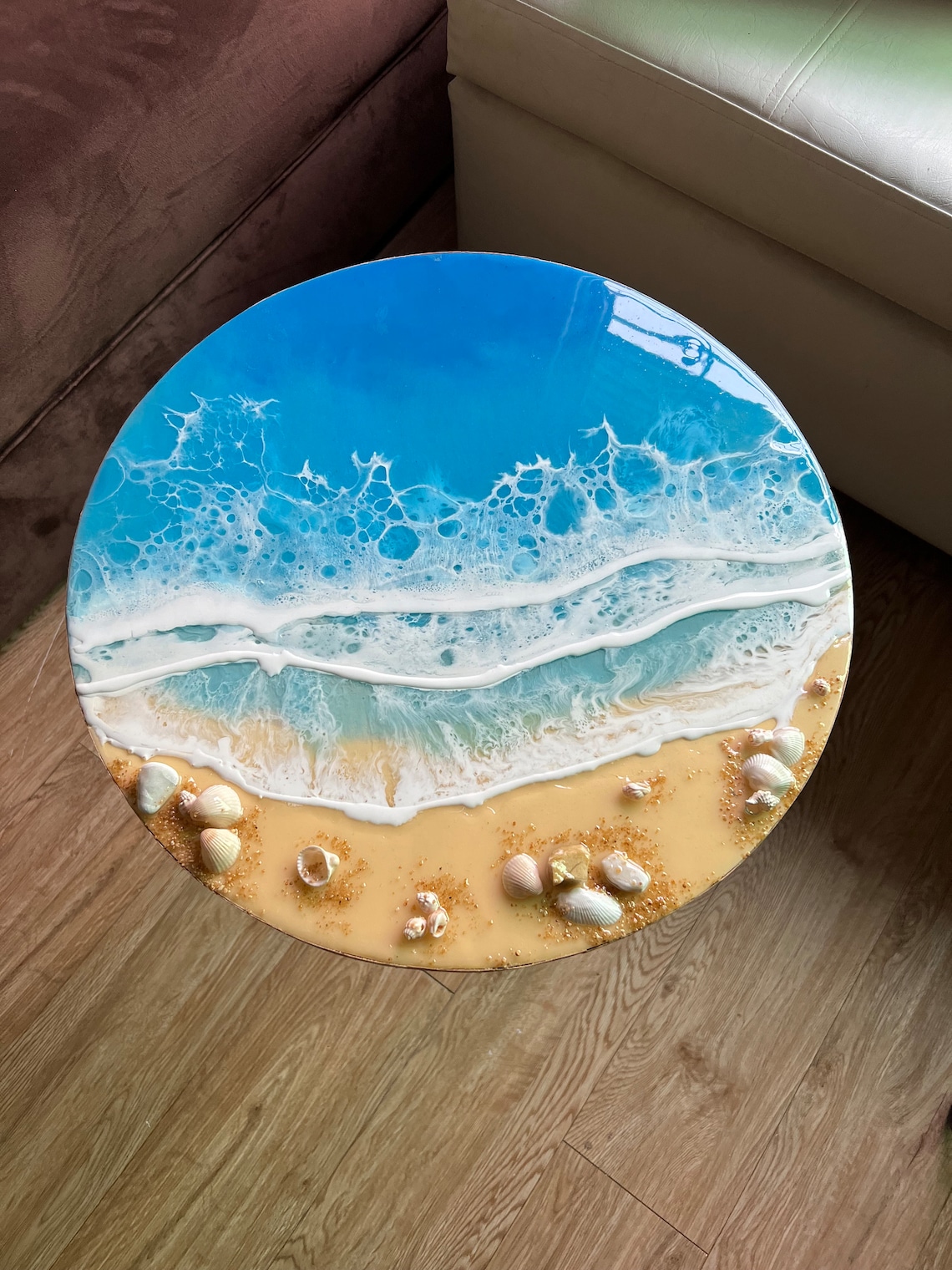 Ultra Realistic Blue Ocean Resin Table Round Epoxy Ocean Coffee Table ...
