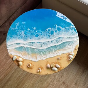 Ultra Realistic Blue Ocean Resin Table Round Epoxy Ocean Coffee Table ...