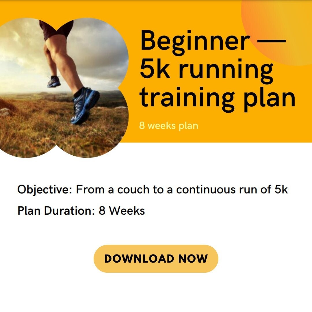 5k Marathon Running Training Printable Plan for Beginners - 8 Weeks - Etsy