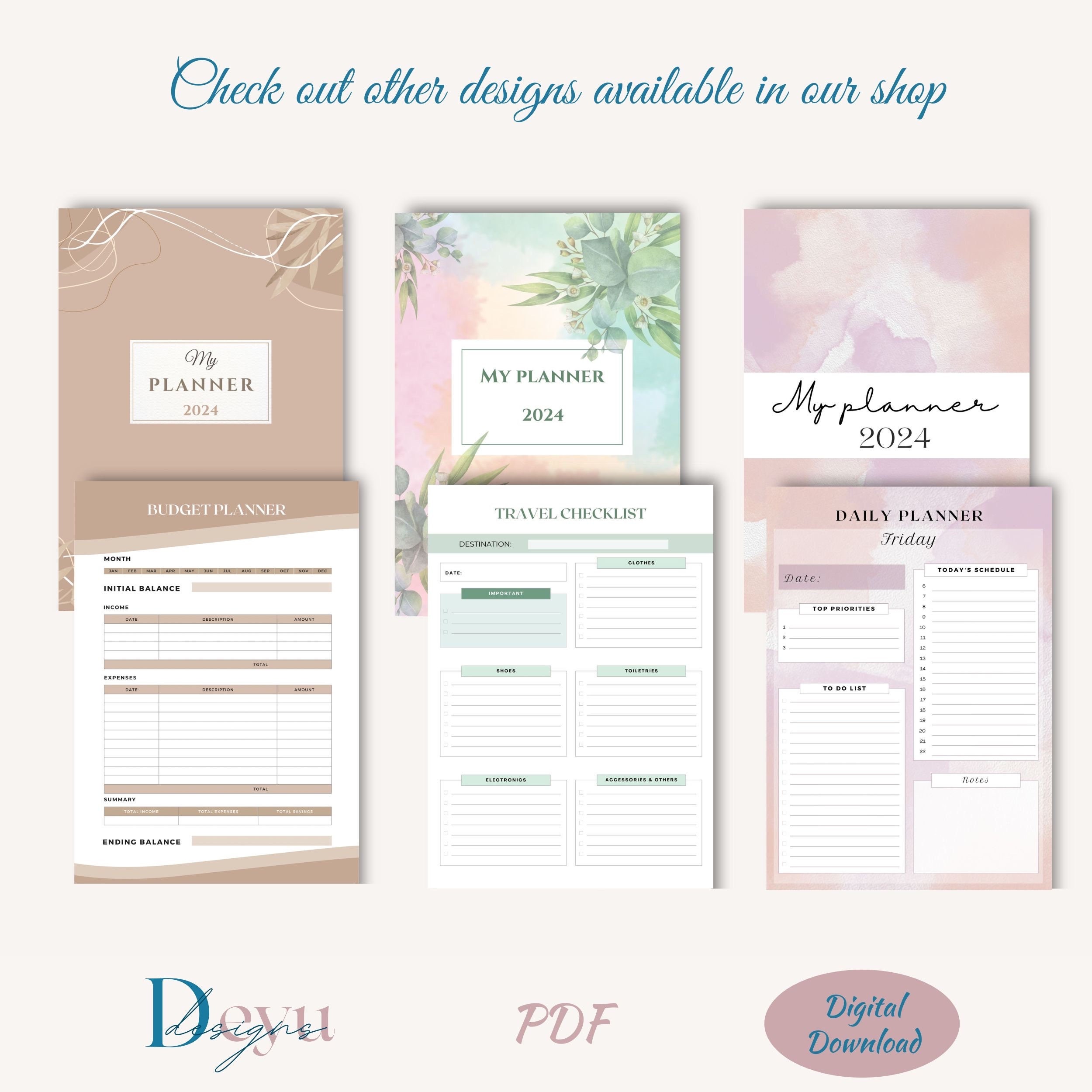 Minimalist Printable Planner for 2024 & Self-care Journal Yearly ...