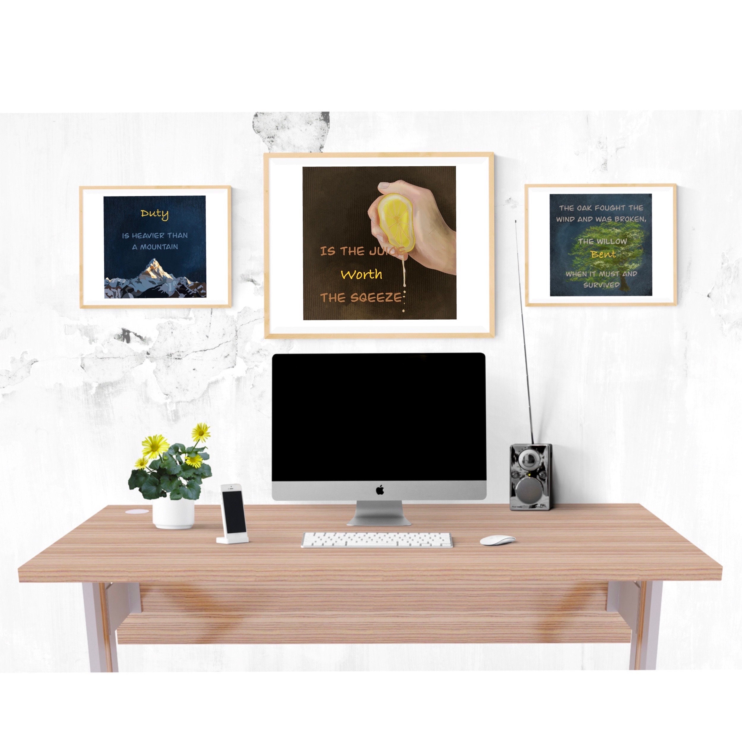 Printable Quotes Illustrations for Office, Set of 5, Earthy Tones ...