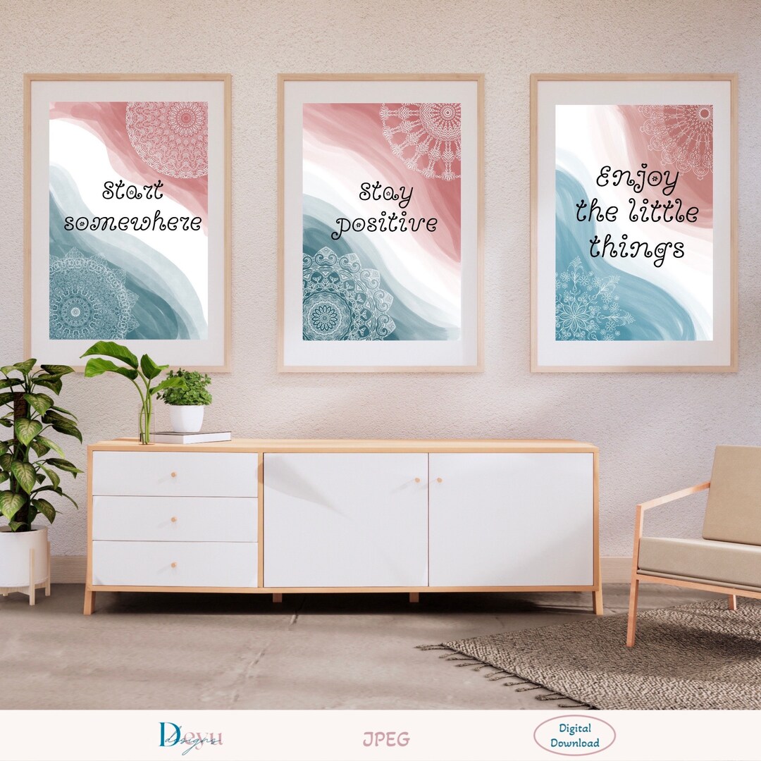 Set of 3 Prints Inspirational Wall Art, Motivational Wall Art, Abstract ...