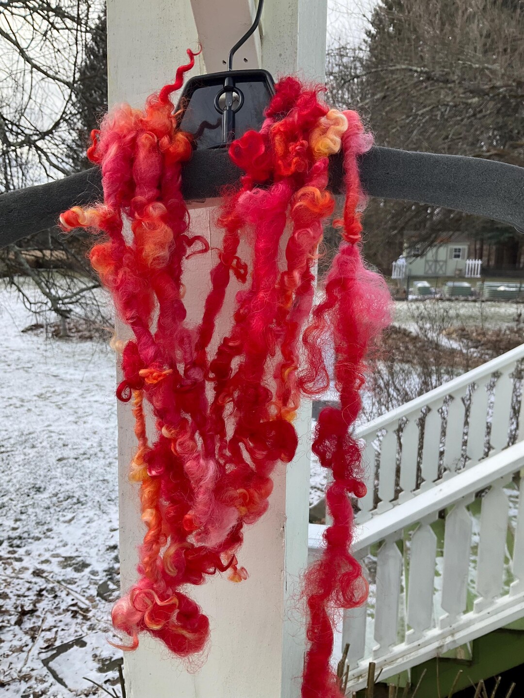 5 Yds Hand Dyed /spun Cotswold Locks Orangy Red and Yellow - Etsy