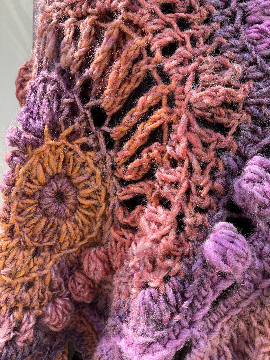 Shawlette Scarf Freeform Crochet Fall Colors - Etsy
