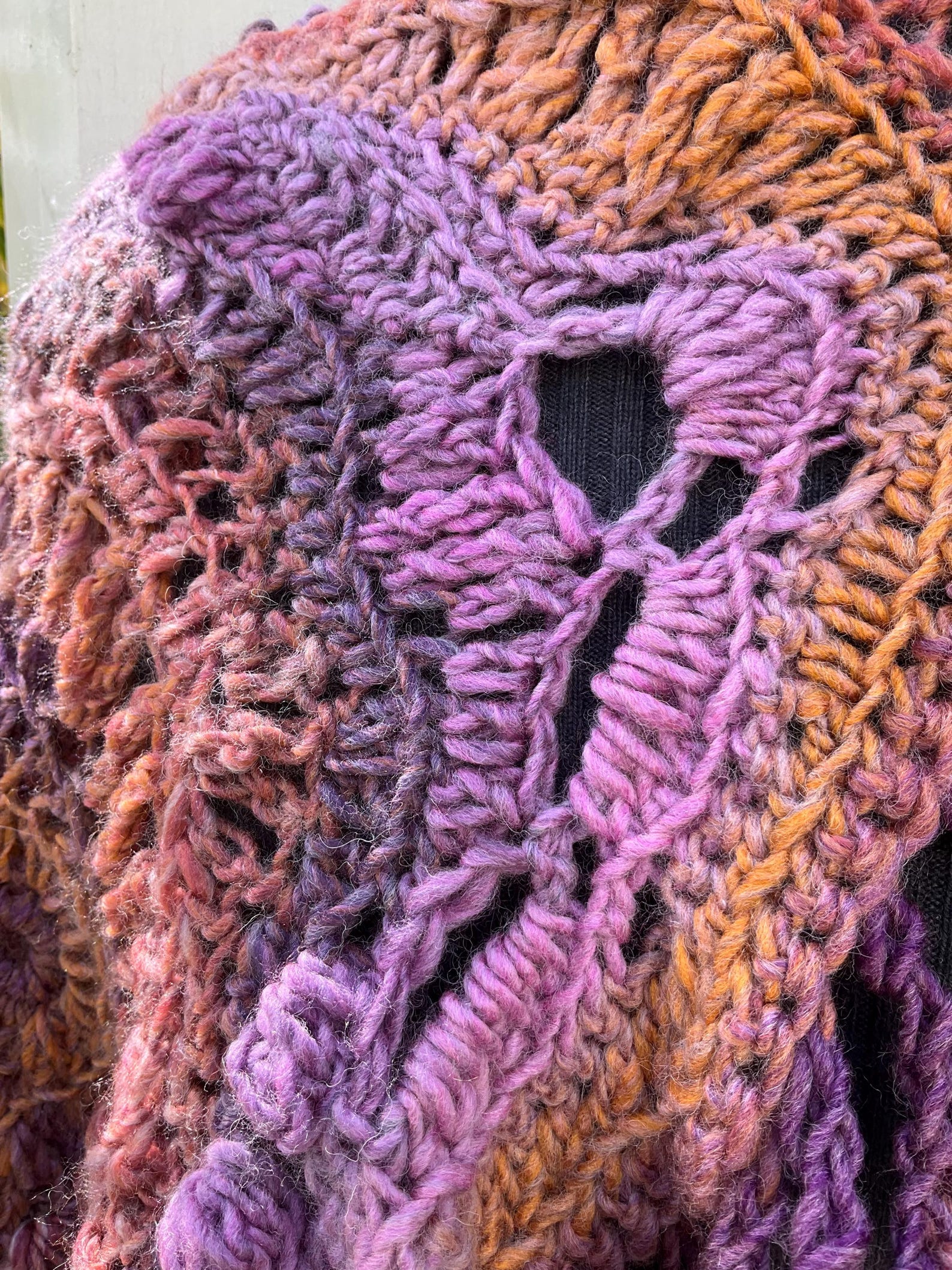 Shawlette Scarf Freeform Crochet Fall Colors - Etsy