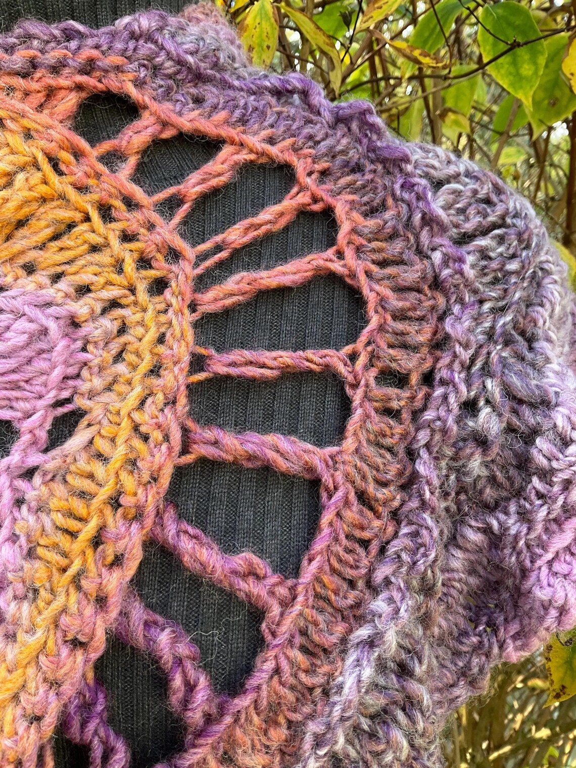 Shawlette Scarf Freeform Crochet Fall Colors - Etsy
