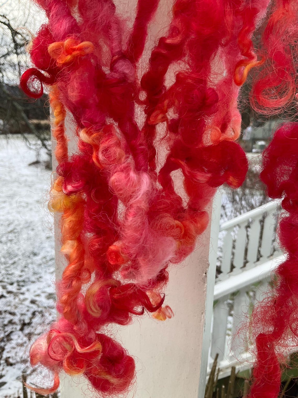 5 Yds Hand Dyed /spun Cotswold Locks Orangy Red and Yellow - Etsy