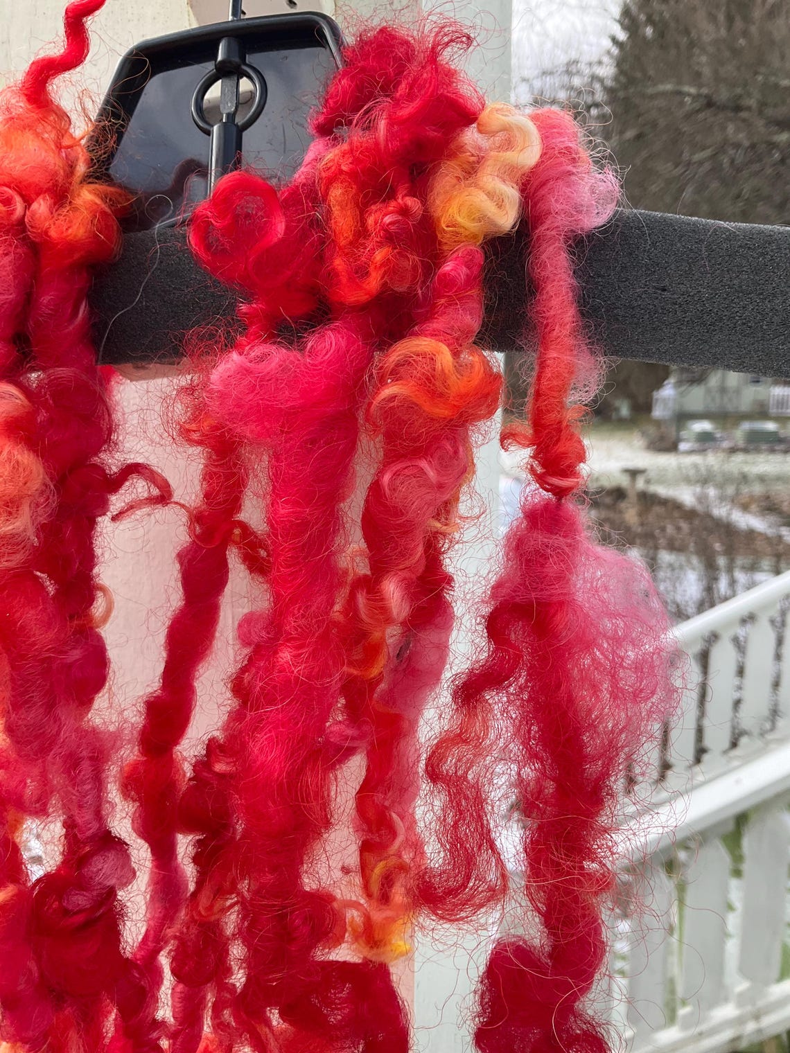 5 Yds Hand Dyed /spun Cotswold Locks Orangy Red and Yellow - Etsy