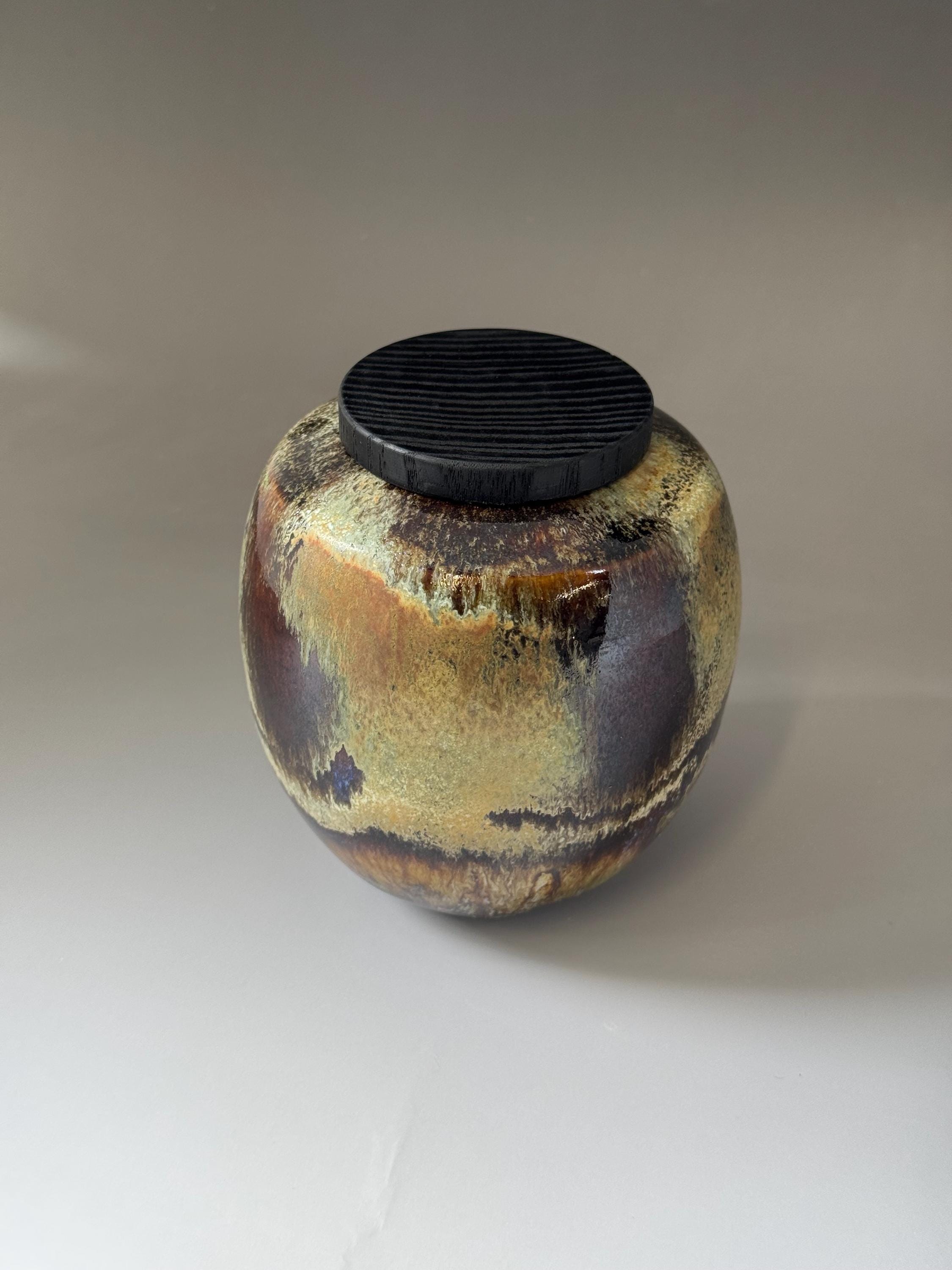 Handmade Ceramic Memorial Cremation Urn | Stoneware Pottery | ‘gilded ...