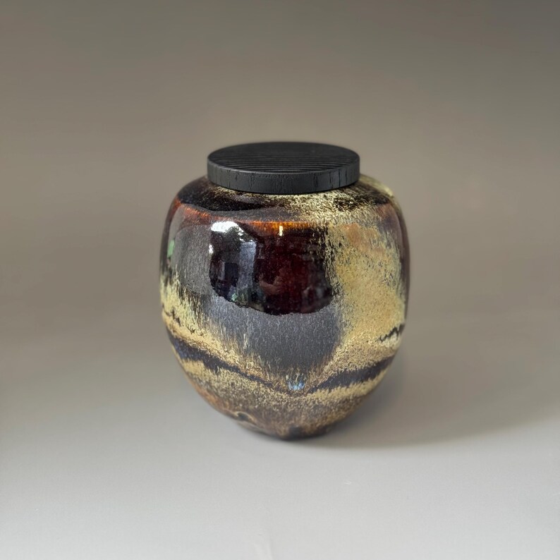 Handmade Ceramic Memorial Cremation Urn | Stoneware Pottery | ‘gilded ...