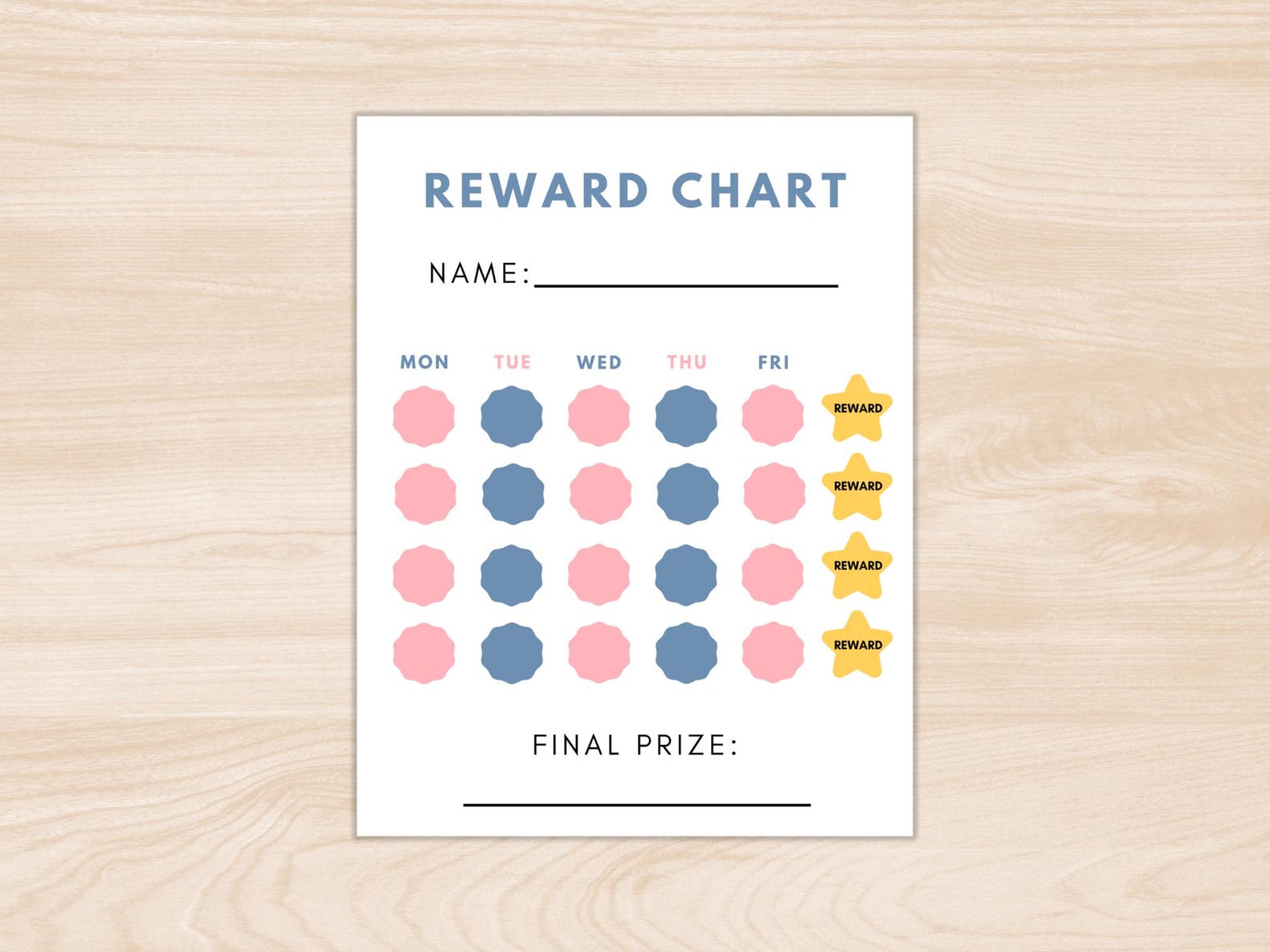 Printable Kids Reward Chart, Kids Behavior Chart, Rewards Star Chart ...