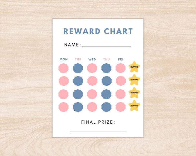 Space Chart Reward Chart for Preschool/toddlers/children Pink Yellow ...