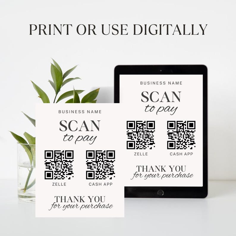 Scan to Pay Template, Scan to Pay Sign, QR Code Template, Small ...