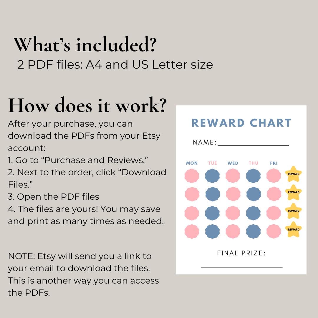 Printable Kids Reward Chart, Kids Behavior Chart, Rewards Star Chart ...