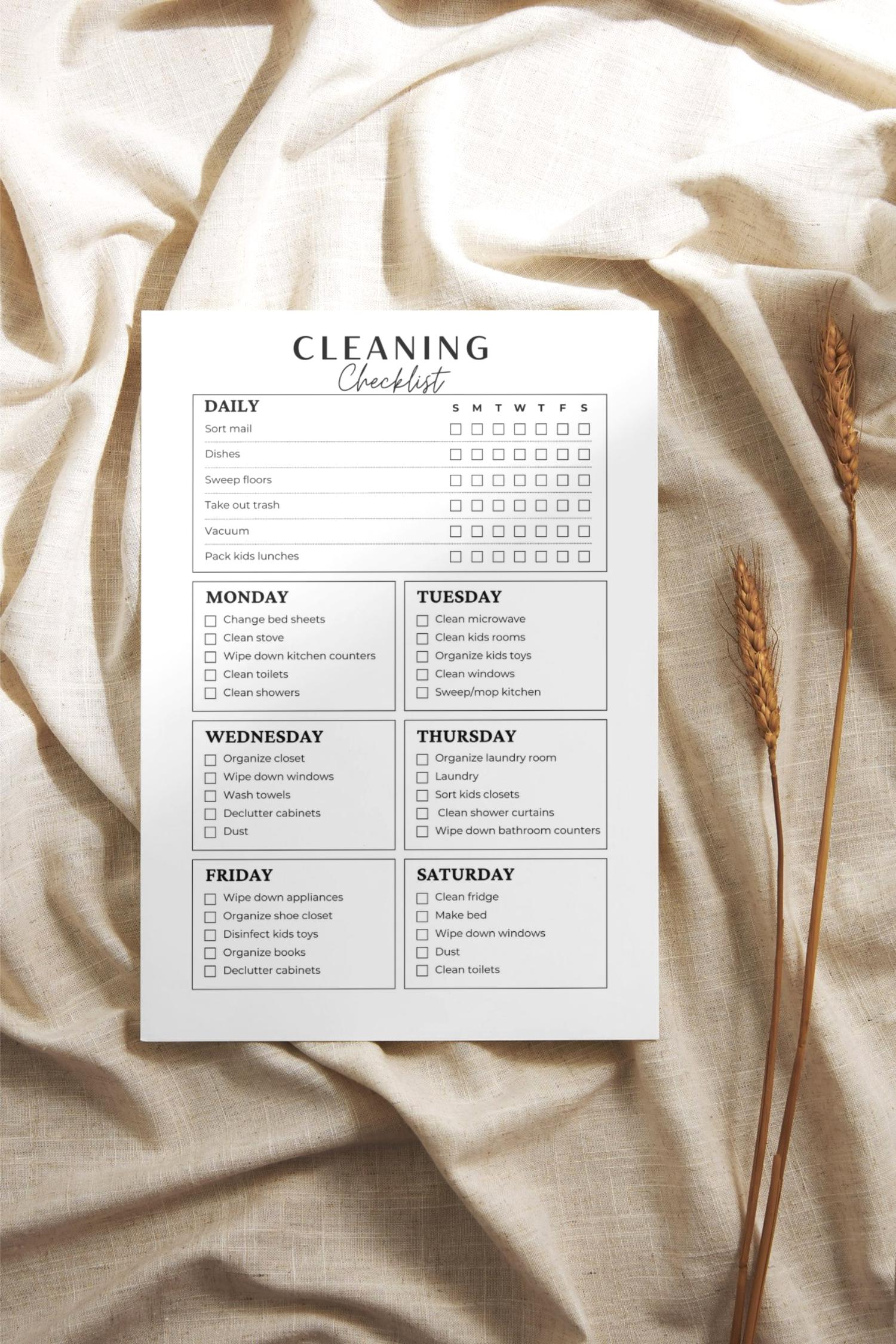 Cleaning Checklist Printable, Daily Cleaning Planner, Editable Cleaning ...