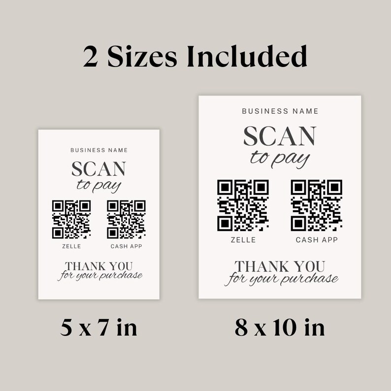 Scan to Pay Template, Scan to Pay Sign, QR Code Template, Small ...