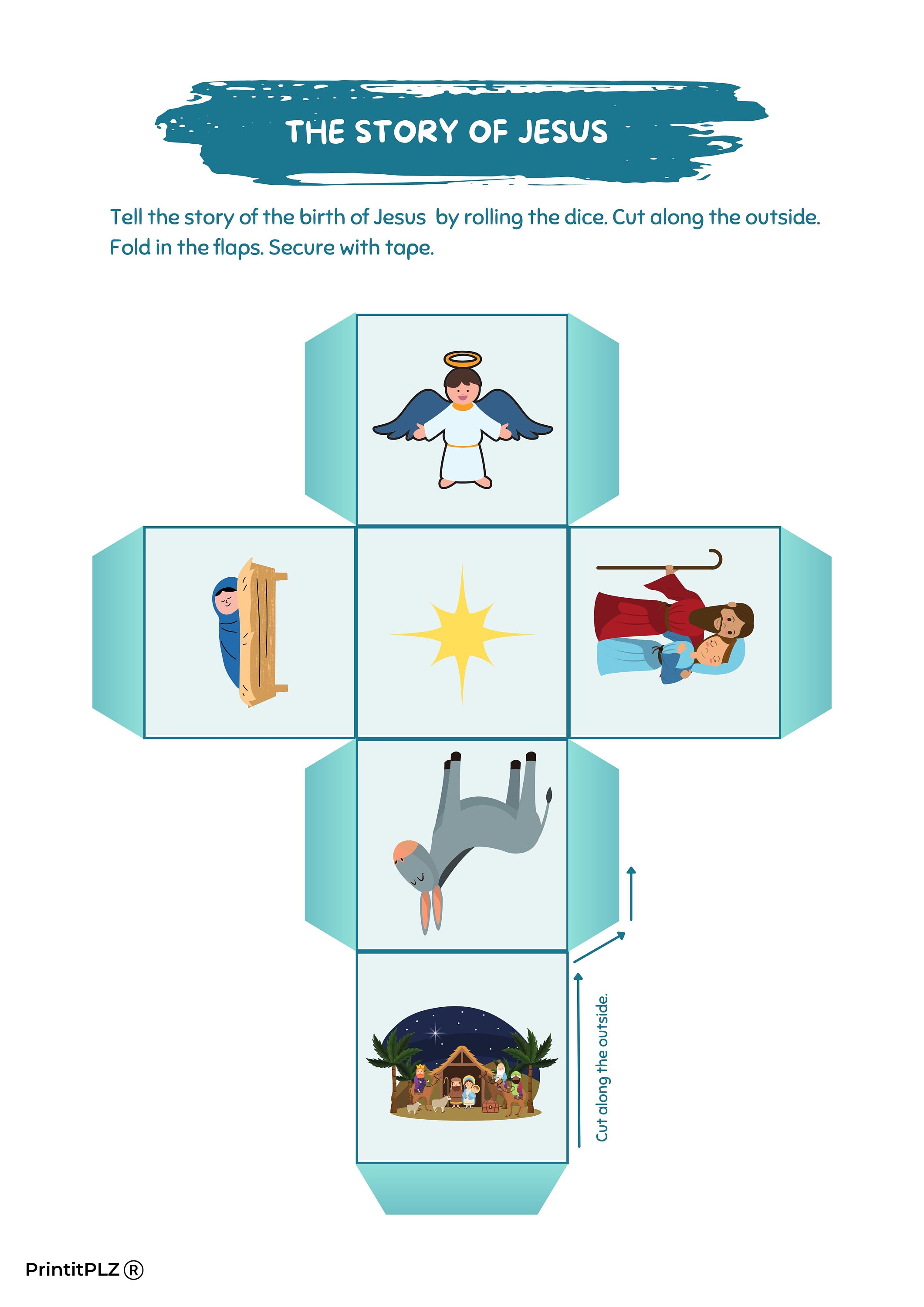 Story of Jesus Printable Paper Craft, Christmas Story, Paper Cube Cut ...