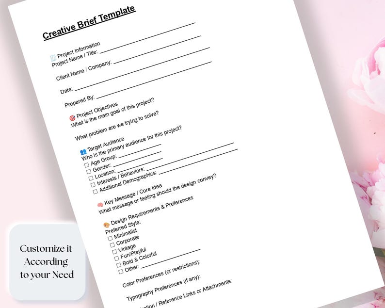Creative Brief Template | Editable Project Planning Document | PDF DOC ...