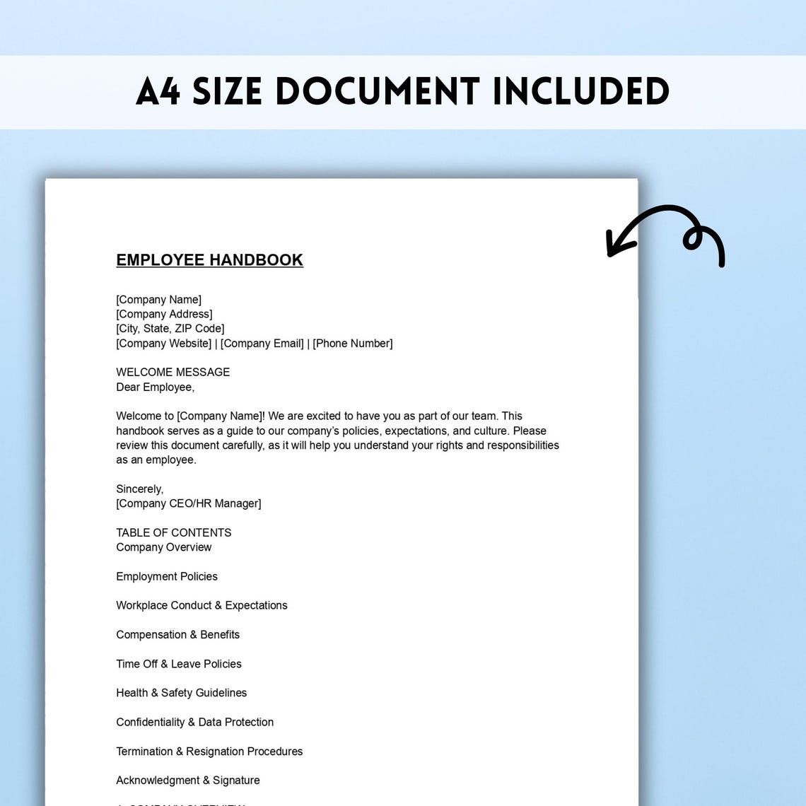 Employee Handbook Template | Company Policies & Procedures Manual ...