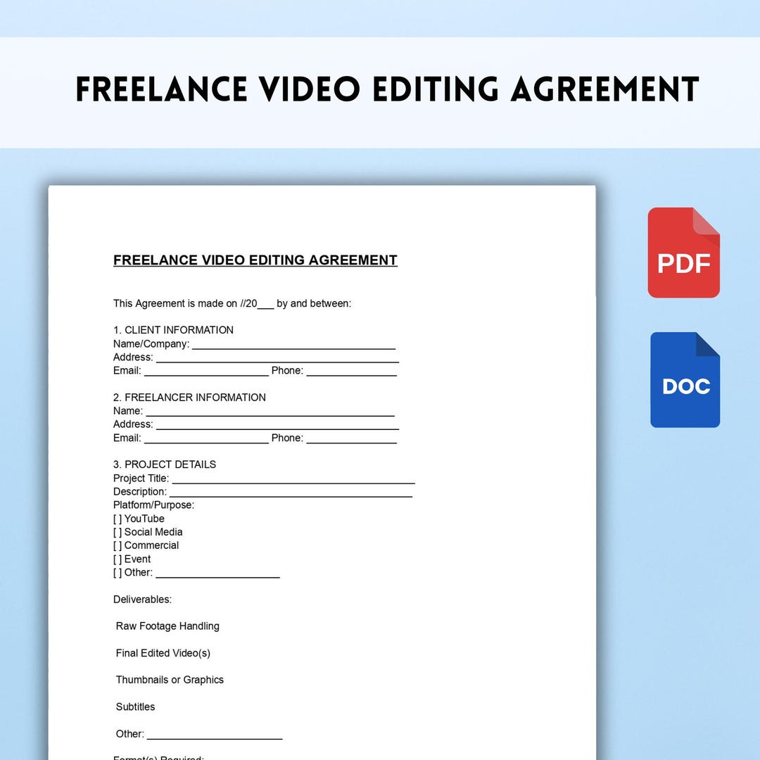 Freelance Video Editing Agreement: Professional Contract for Video ...