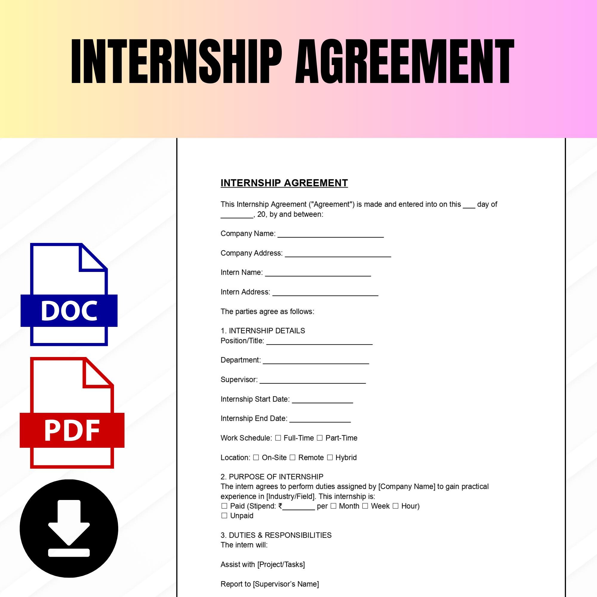 Internship Job Offer Letter Template | Internship Employment Offer ...