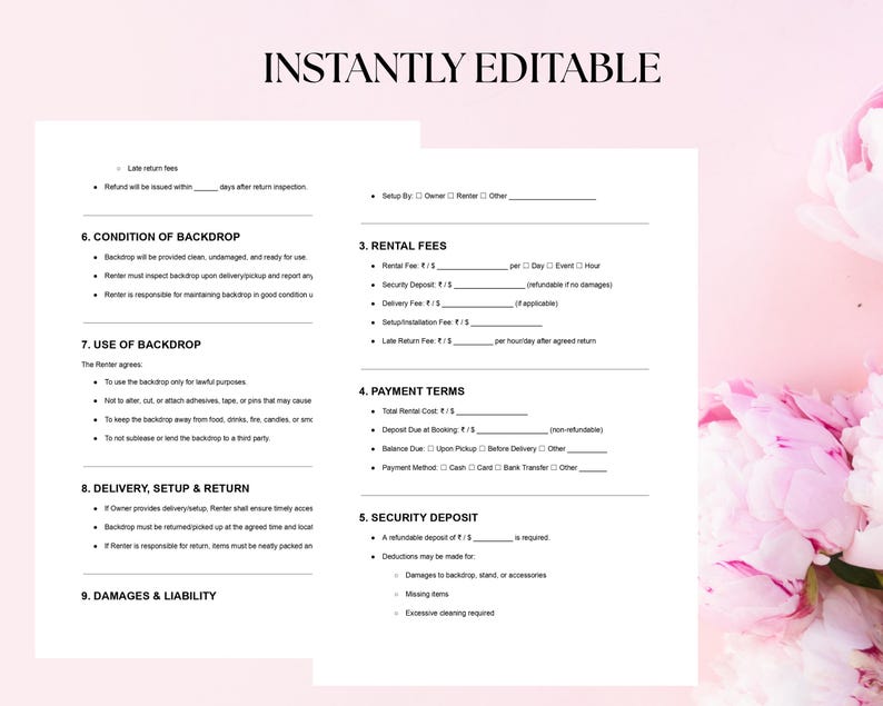 Backdrop Rental Agreement Template: Event Decor Contract (DOC & PDF ...