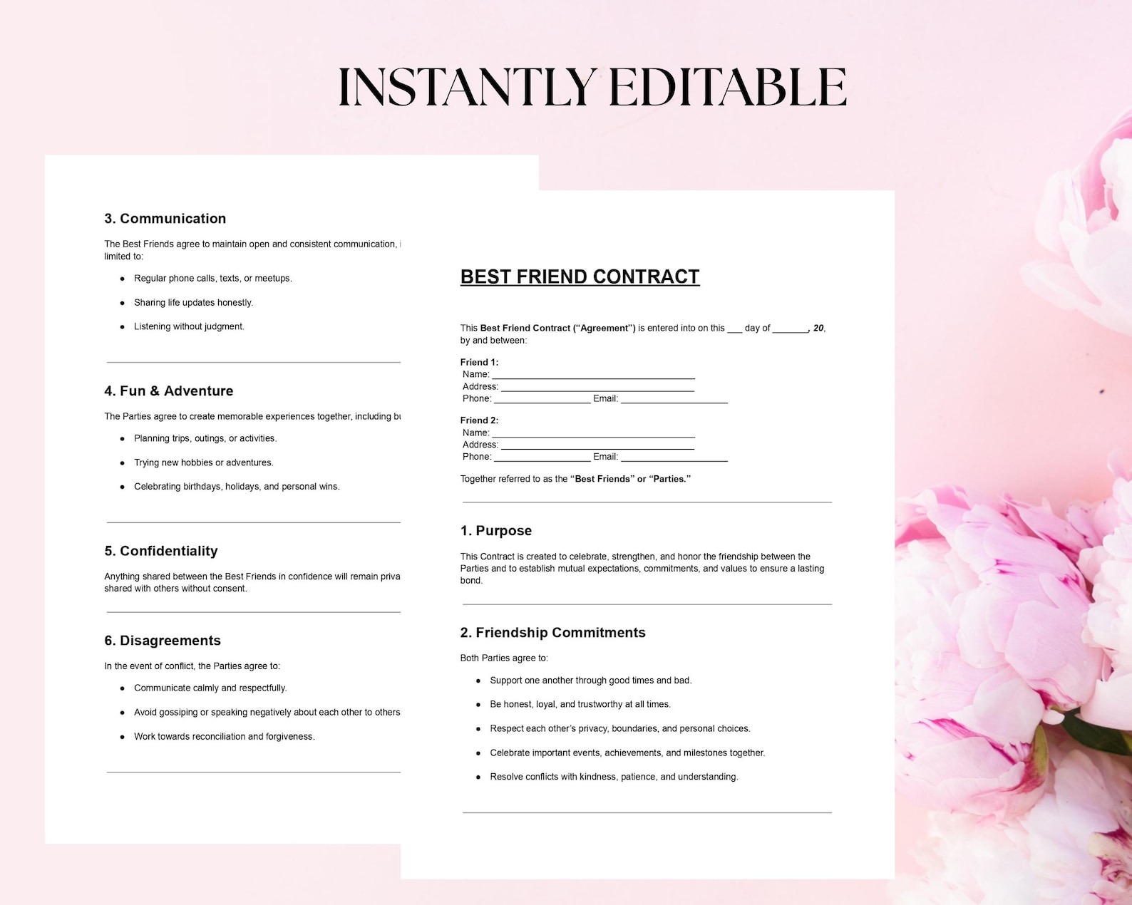 Funny Friend Contract Template | Friendship Gift (DOC & PDF - Etsy