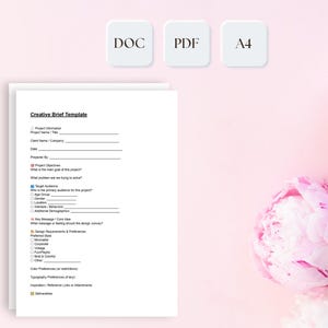 Creative Brief Template | Editable Project Planning Document | PDF DOC ...