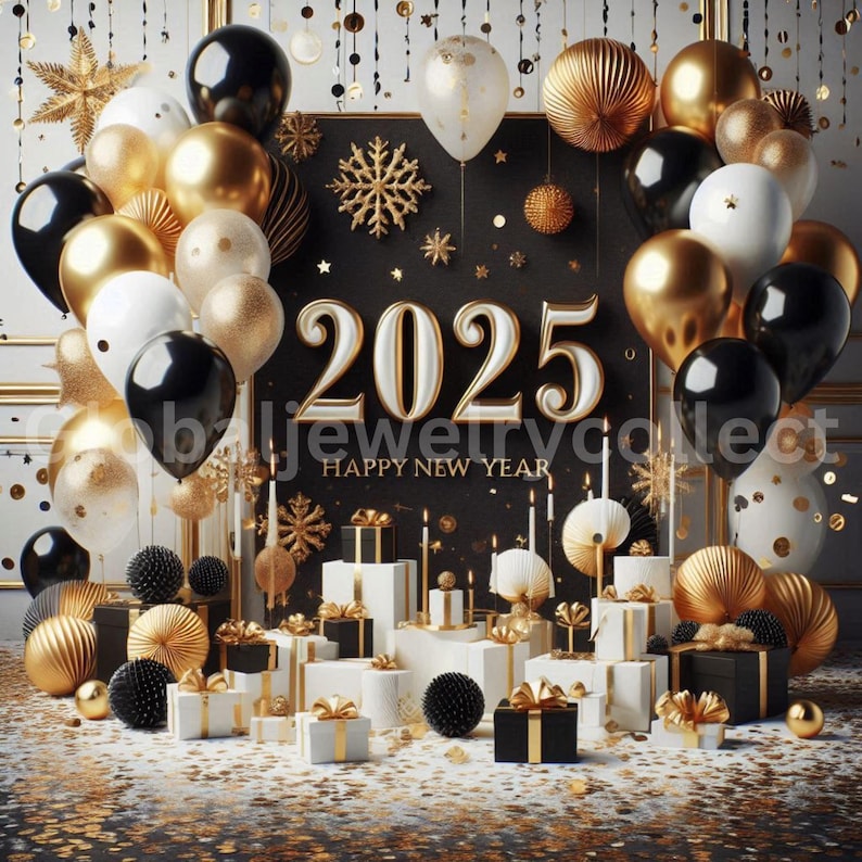 New Years Backdrop Party Photograph Backdrop | 7 Jpg Digital Backdrops ...