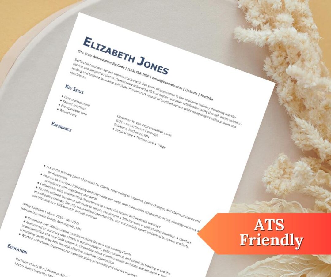 Customer Service Resume Template for Word, Call Center Resume, Tech ...