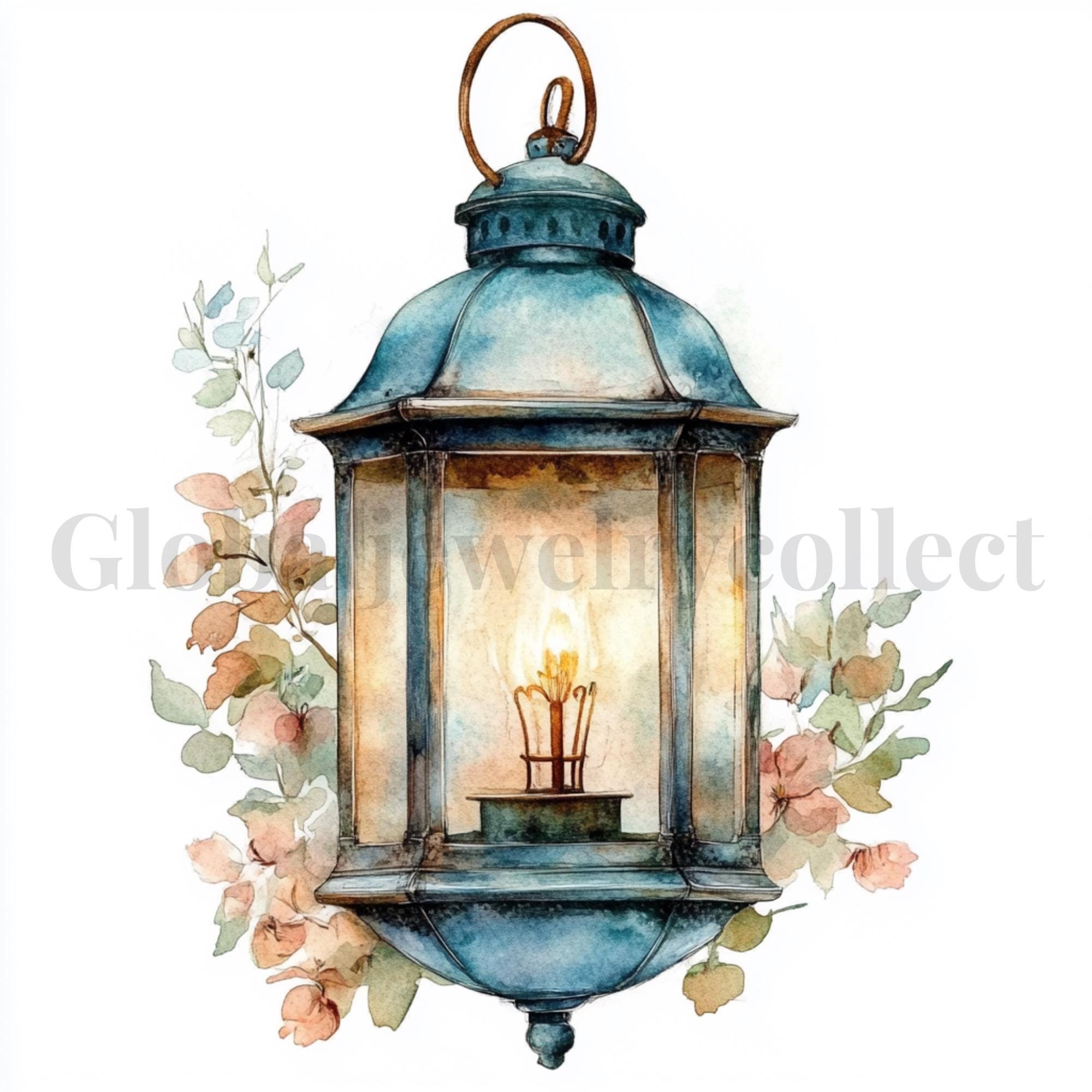Cottagecore Lantern Clipart, Printable Watercolor Clipart, High Quality ...