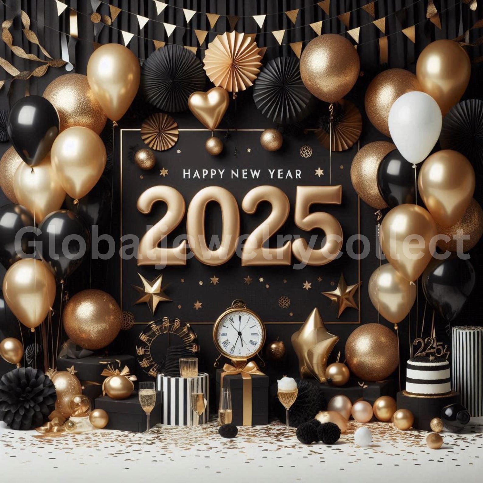 New Years Backdrop Party Photograph Backdrop | 7 Jpg Digital Backdrops ...