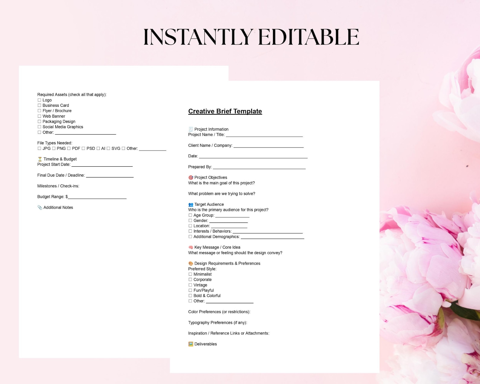 Creative Brief Template | Editable Project Planning Document | PDF DOC ...