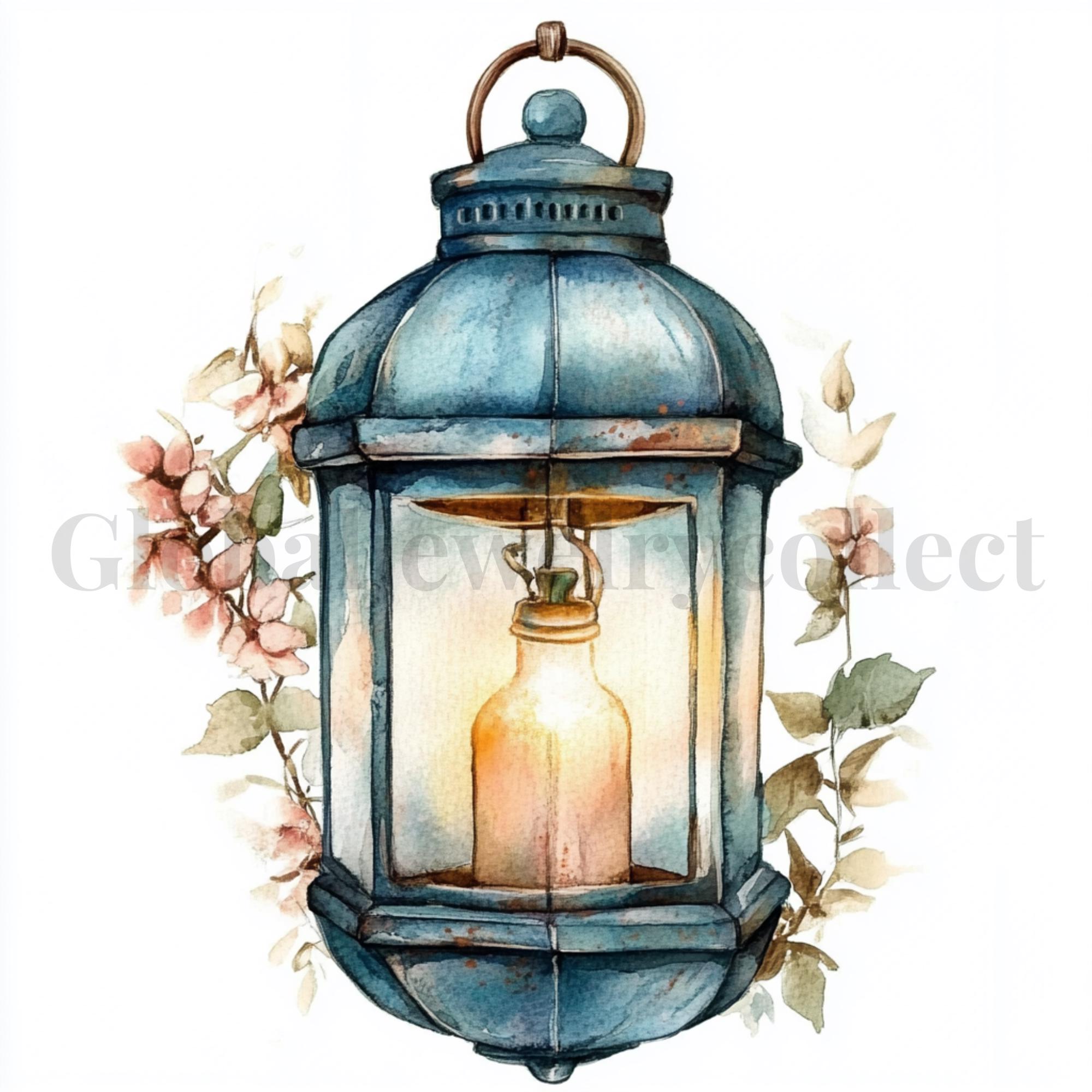 Cottagecore Lantern Clipart, Printable Watercolor Clipart, High Quality ...