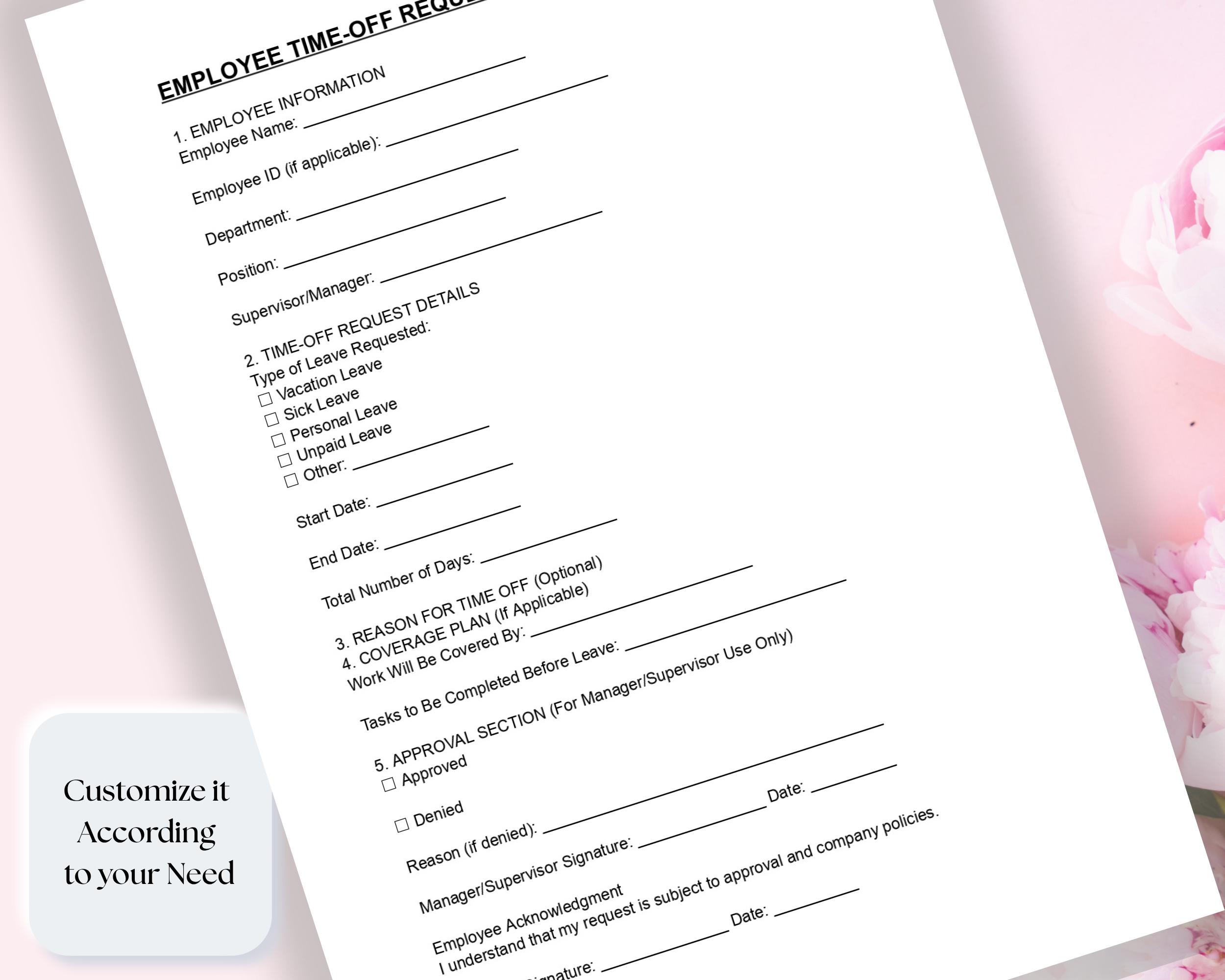 Employee Time-off Request Form Template | Leave Application & Approval ...
