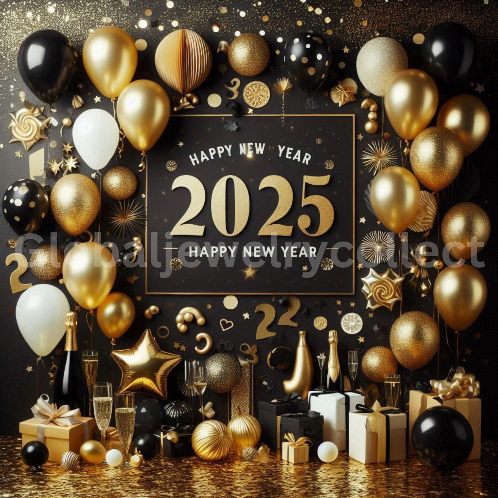 New Years Backdrop Party Photograph Backdrop | 7 Jpg Digital Backdrops ...