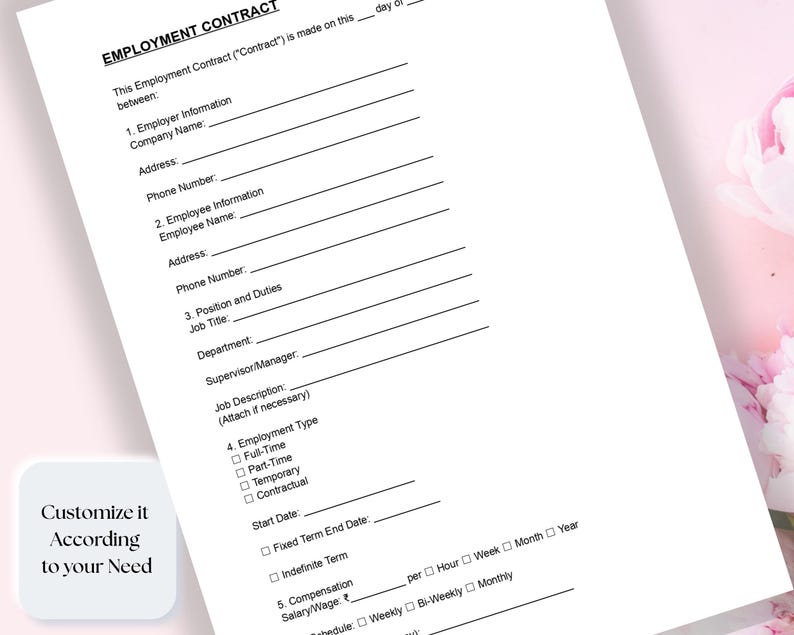 Employment Contract Template | Formal Work Agreement | Editable Word ...