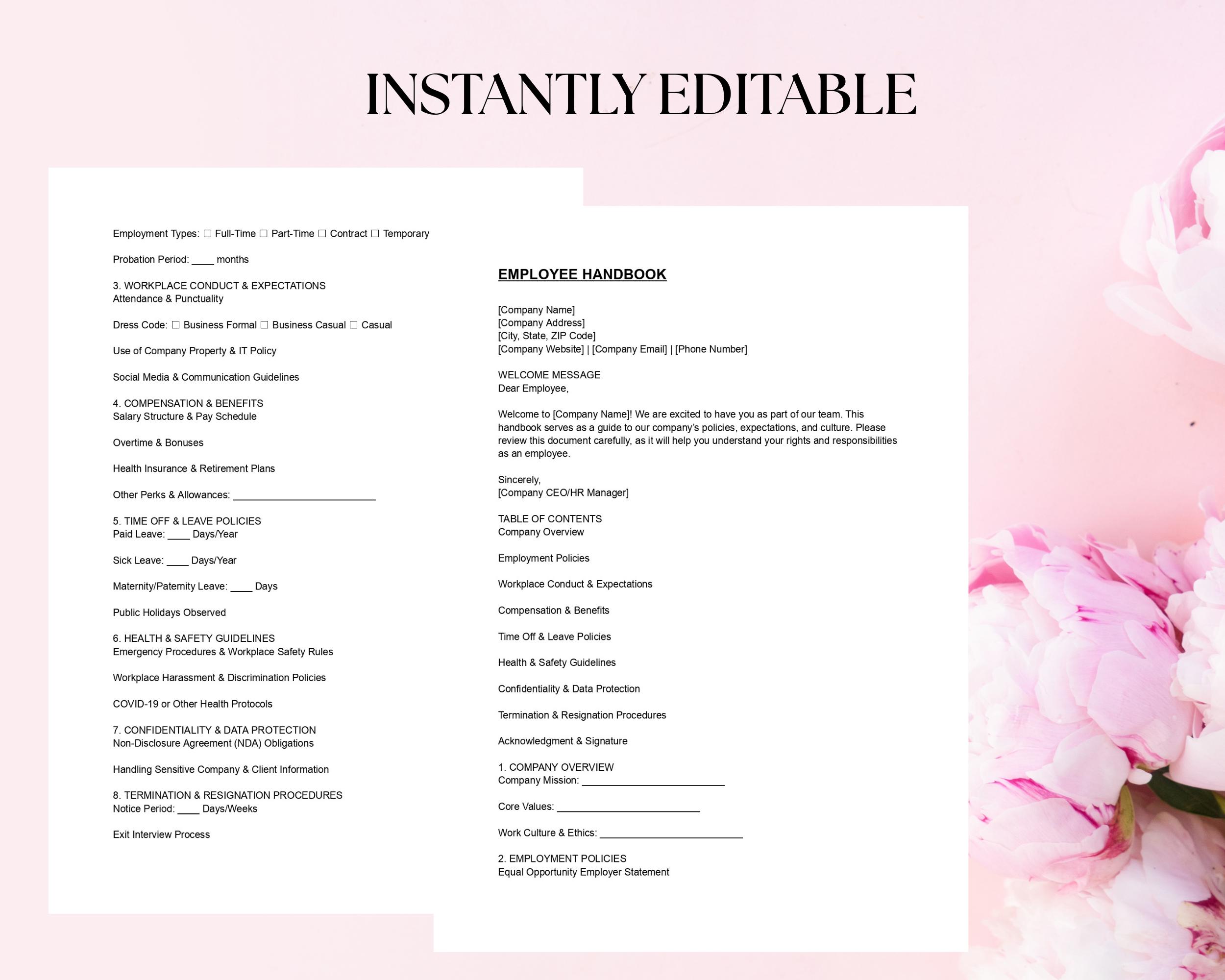 Employee Handbook Template | Company Policies & Procedures Manual ...