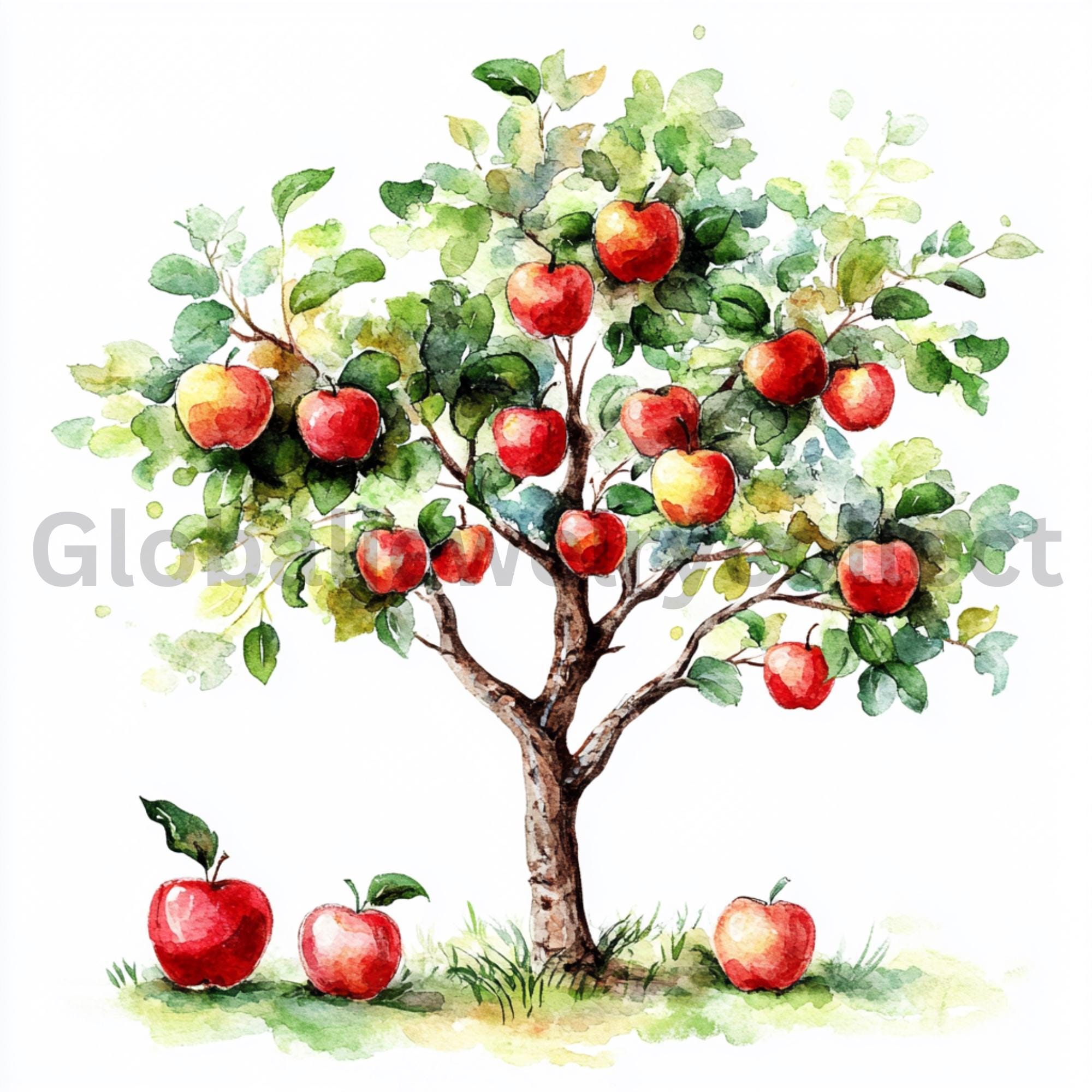 Apple Tree Clipart, Appletree Clipart, Apple, Printable Watercolor ...