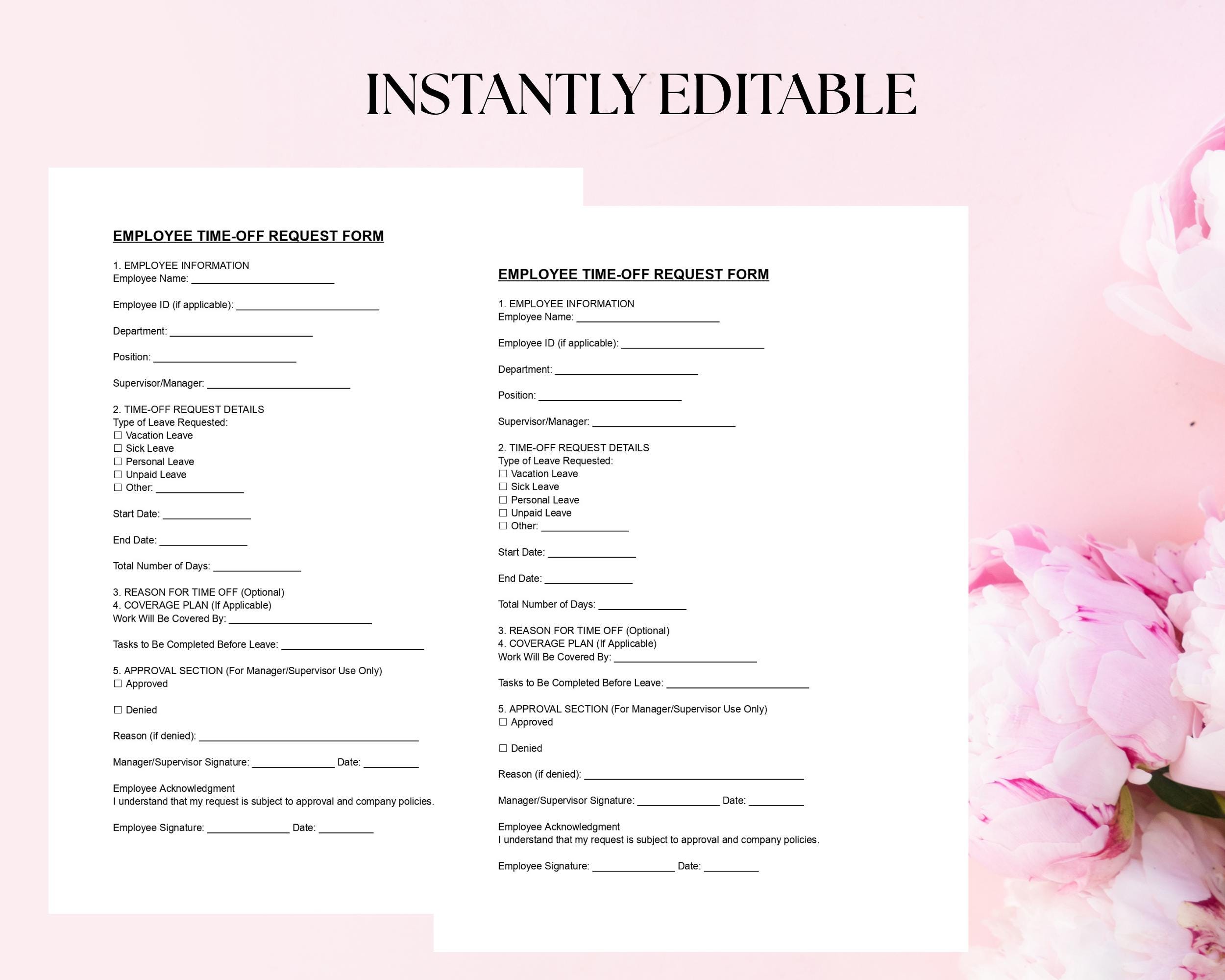 Employee Time-off Request Form Template | Leave Application & Approval ...
