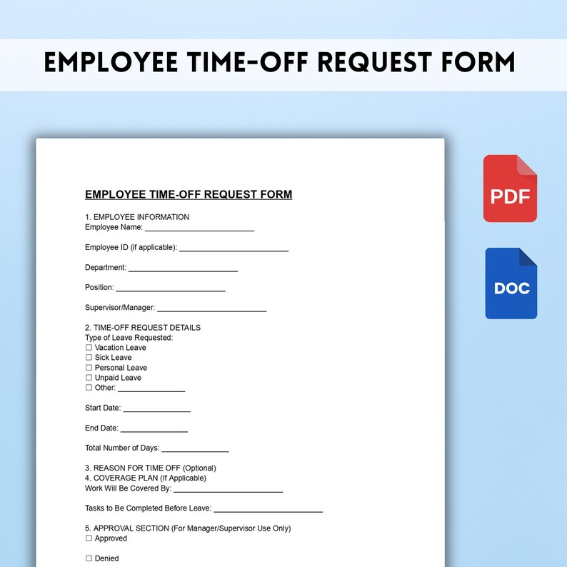 Employee Time-off Request Form Template | Leave Application & Approval ...