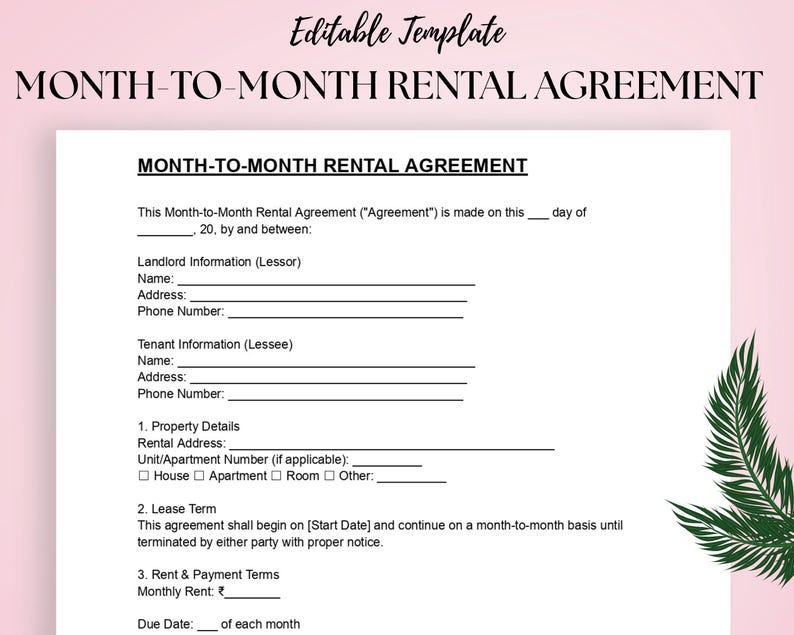 Month-to-month Rental Agreement Template | Flexible Lease Contract ...