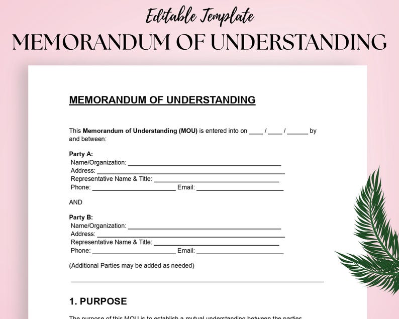 Editable Memorandum of Understanding Template: Business Partnership MOU ...