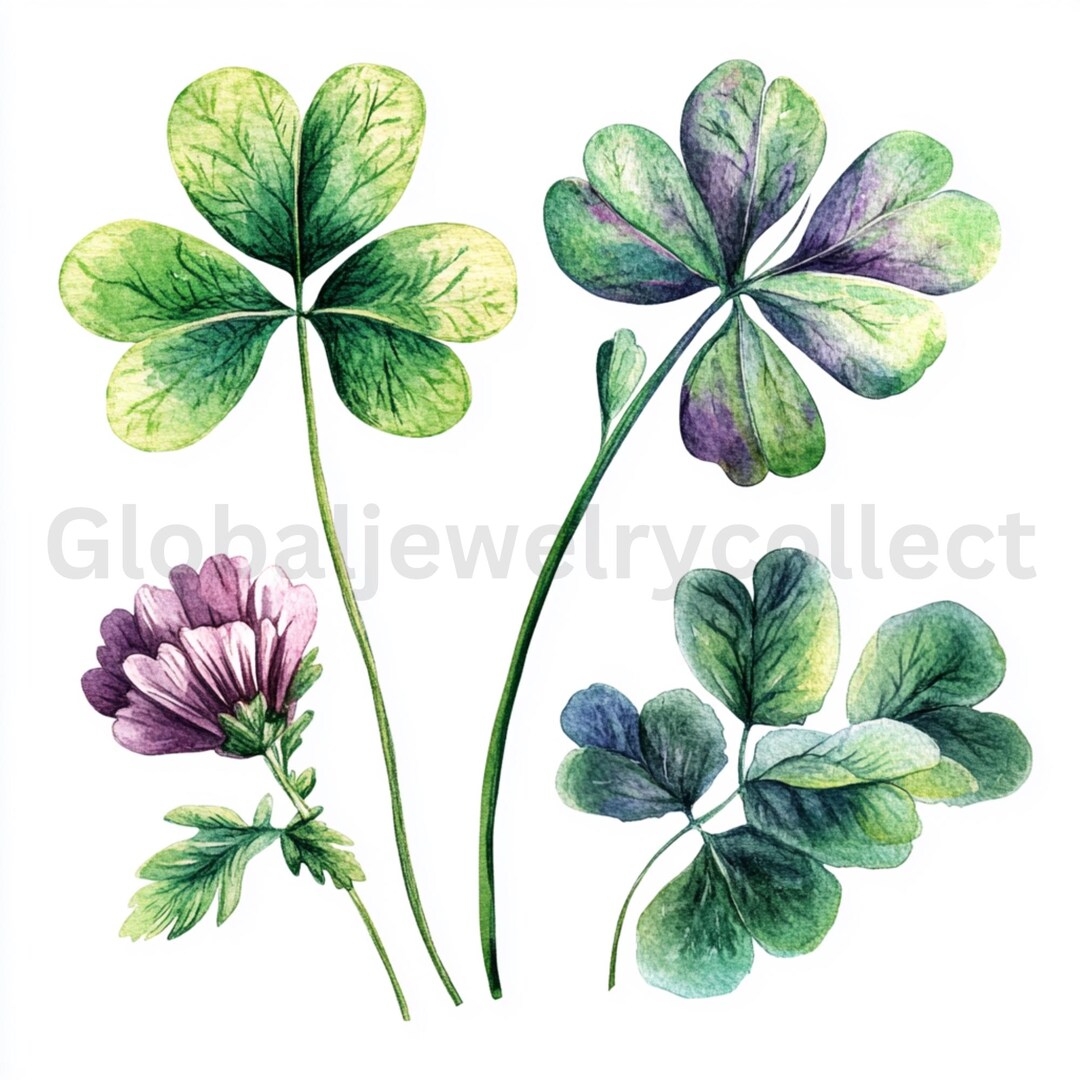Shamrock Clipart, Clover Clipart, Printable Watercolor Clipart, High ...