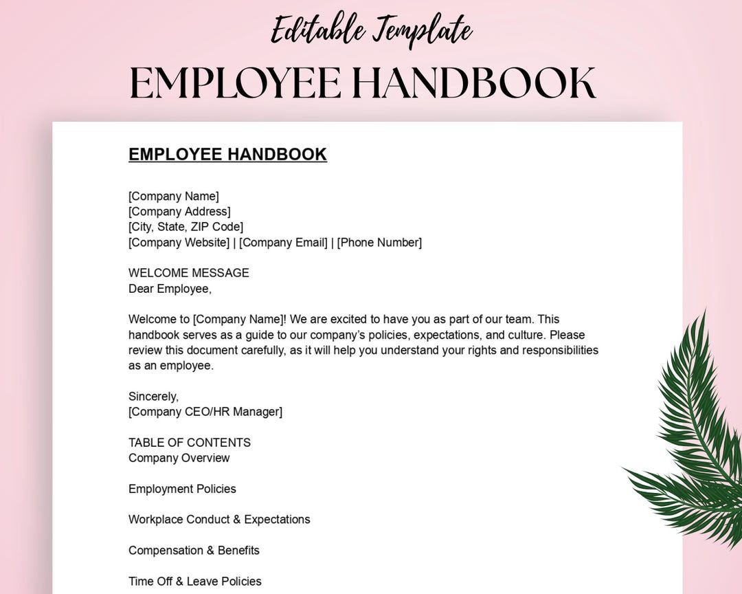 Employee Handbook Template | Company Policies & Procedures Manual ...