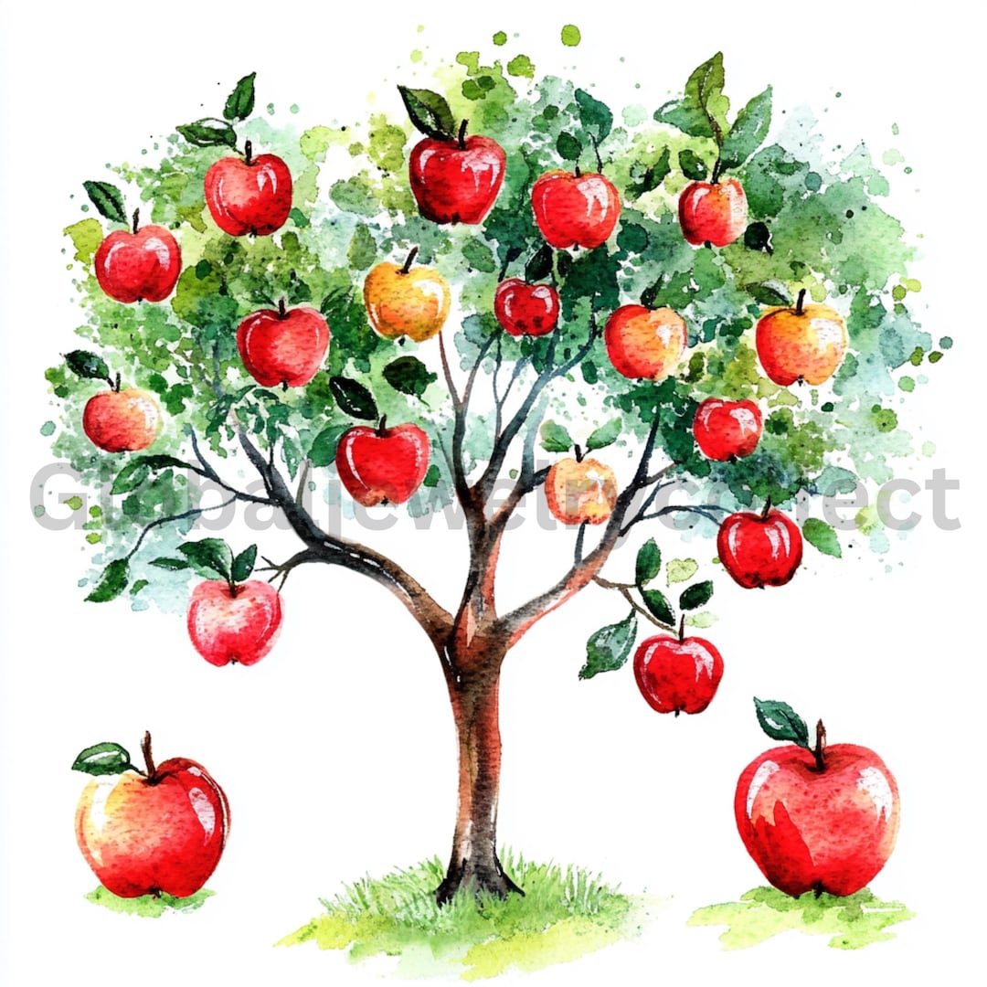 Apple Tree Clipart, Appletree Clipart, Apple, Printable Watercolor ...