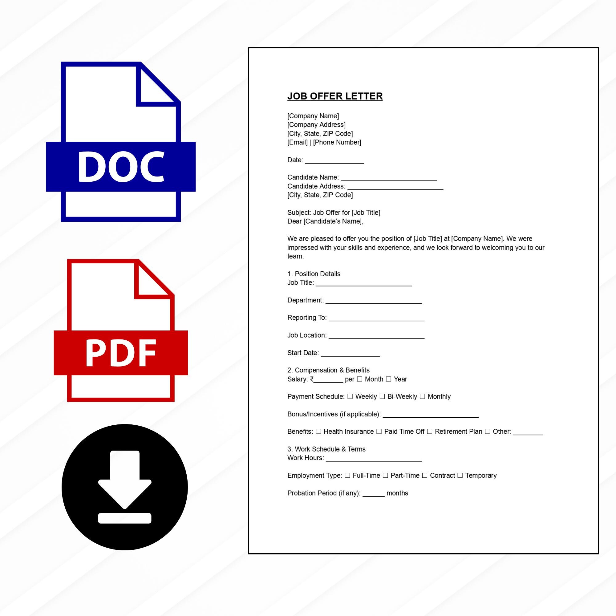Job Offer Letter Template | Formal Employment Offer | Editable Word ...
