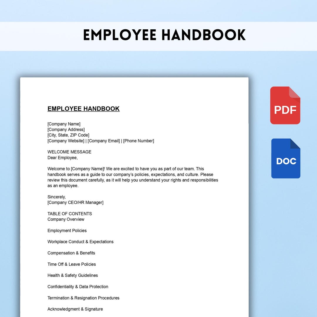Employee Handbook Template | Company Policies & Procedures Manual ...