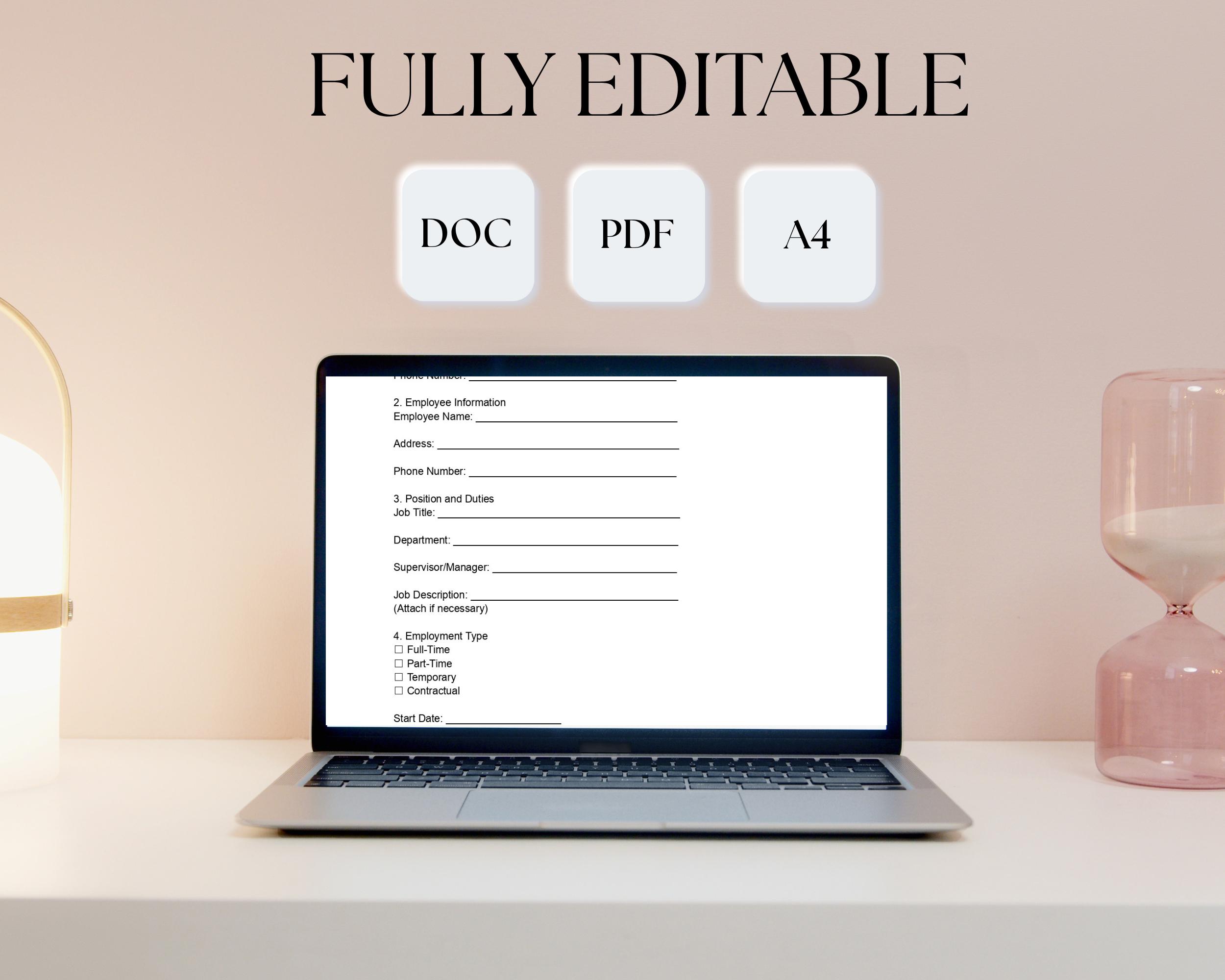 Employment Contract Template | Formal Work Agreement | Editable Word ...